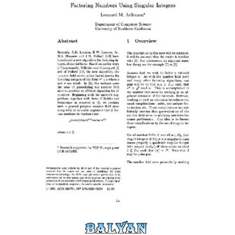 خرید و قیمت دانلود کتاب Factoring Using Singular Integers ترب