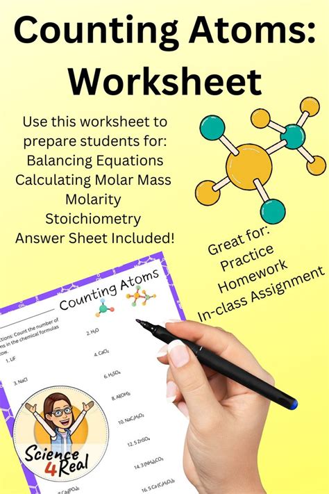 Counting Atoms Practice Worksheet 1 Page With Answer Key High