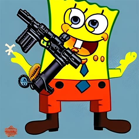 Cool Spongebob With A Gun