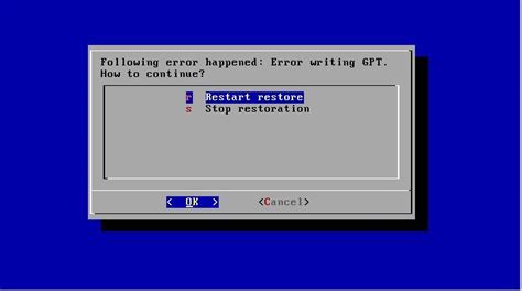Error Writing Gpt While Trying To Restore Restore Urbackup