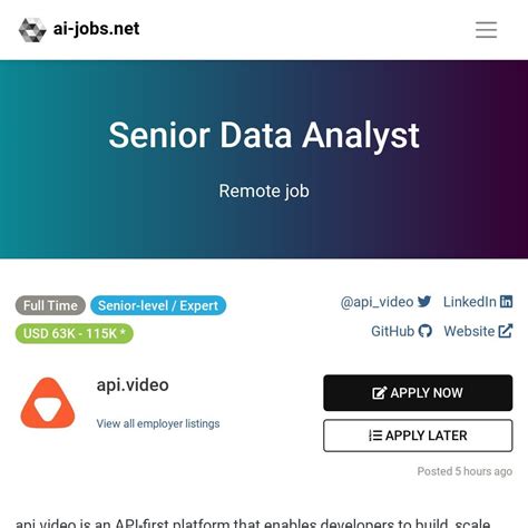 Hiring Senior Data Analyst Rremotejobs
