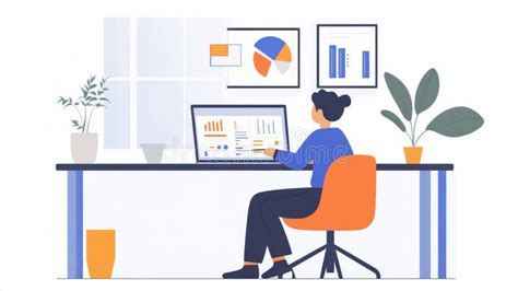 Young Professional Analyzing Data Using Ai While Working Remotely Stock Illustration