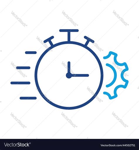 Gear And Clock Line Icon Cog Wheel Watch Time Vector Image