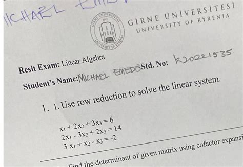 Solved Use Row Reduction To Solve The Linear Chegg