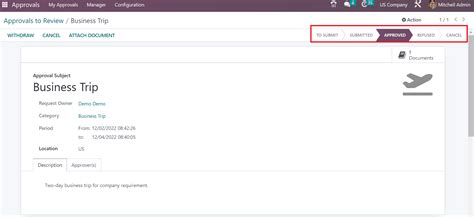 How To Apply New Approval Request In A Us Company Using Odoo 16