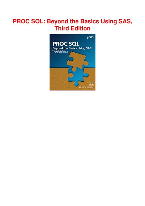 Ppt Downloadpdf Proc Sql Beyond The Basics Using Sas Third Edition