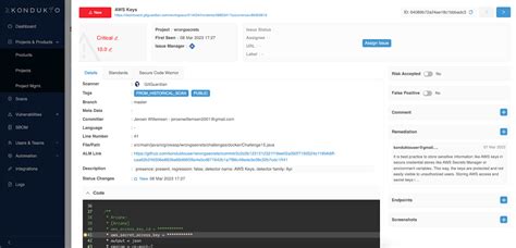 Review Your Hardcoded Secrets In Konduktos Appsec Platform