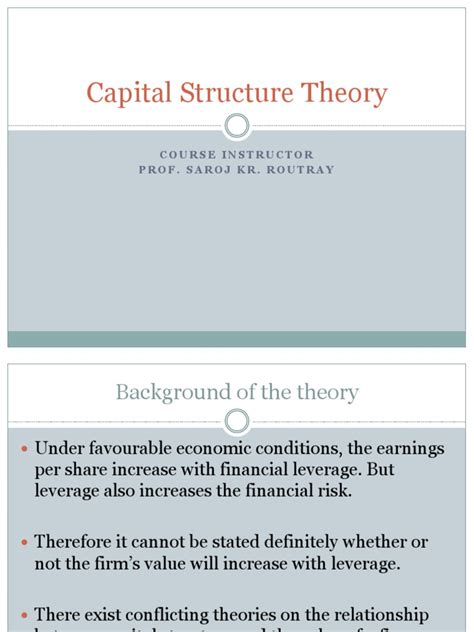 Capital Structure Theory Pdf Capital Structure Cost Of Capital