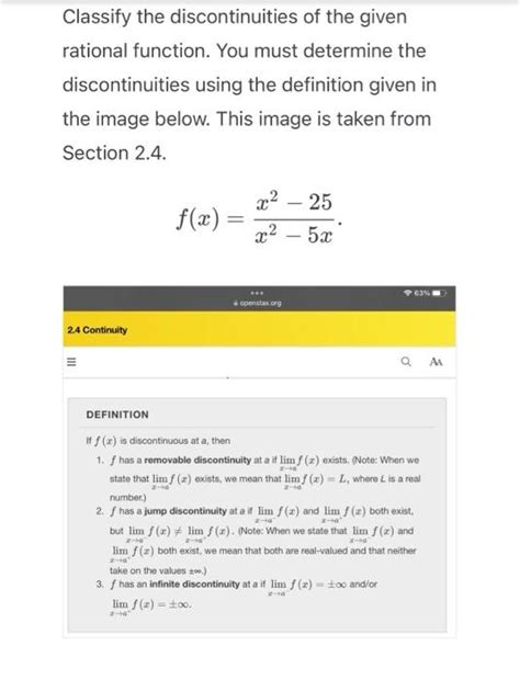 Solved Classify The Discontinuities Of The Given Rational Chegg Com