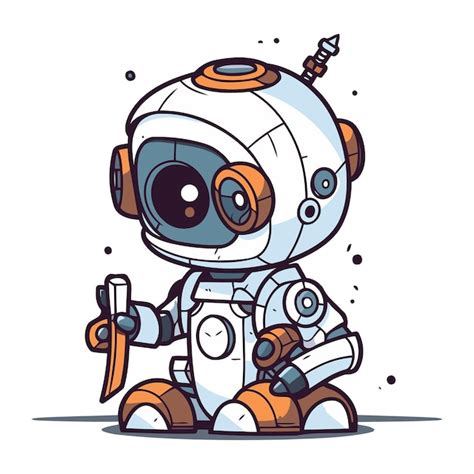 Premium Vector Cute Cartoon Robot With A Sword And Shield Vector Illustration