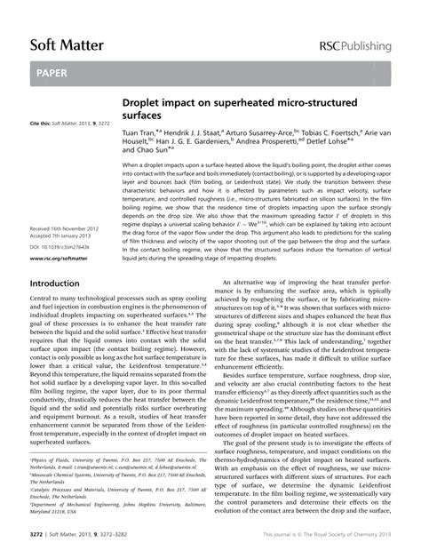 Pdf Droplet Impact On Superheated Micro Structured Surfaces