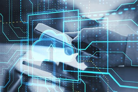 Premium Photo Close Up Of Male Hand Using Cellphone With Glowing Circuit Cloud Computing