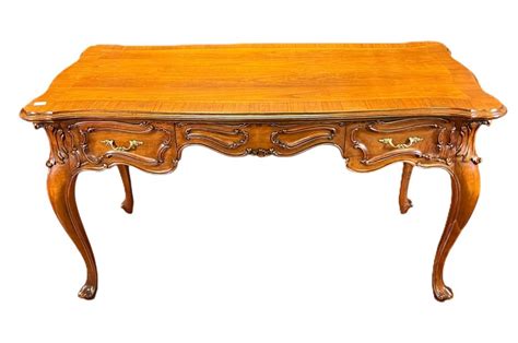 Lot Vintage Country French Style Desk On Cabriole Legs