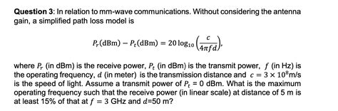 solved question 3 in relation to mm wave communications