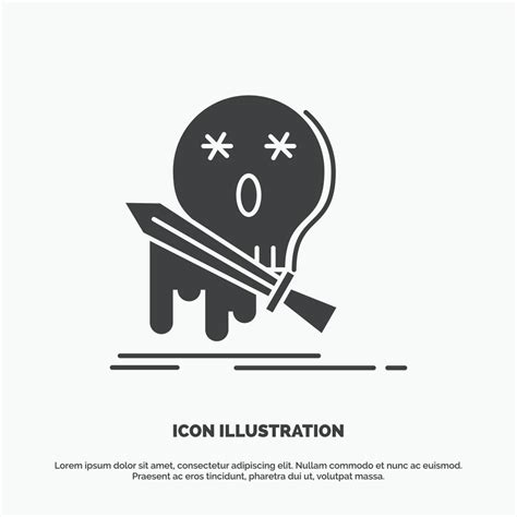 death frag game kill sword icon glyph vector gray symbol for ui