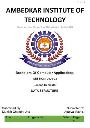 Practical FILE Index BCA IPU Studocu