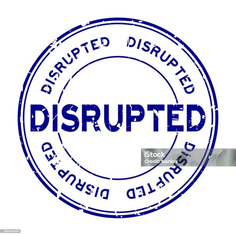 그런지 블루 는 흰색 배경에 단어 둥근 고무 씰 스탬프를 방해 개념에 대한 스톡 벡터 아트 및 기타 이미지 개념 개념과