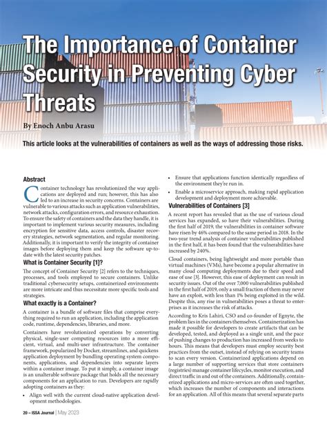 Pdf The Importance Of Container Security In Preventing Cyber Threats