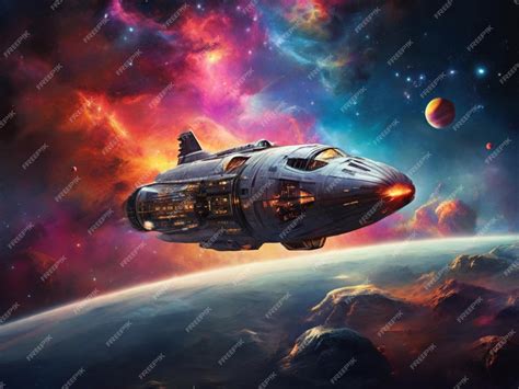 Premium Photo Colorful Spaceship Background