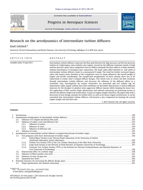 Research On The Aerodynamics Of Intermediate Turbine Diffusers Pdf