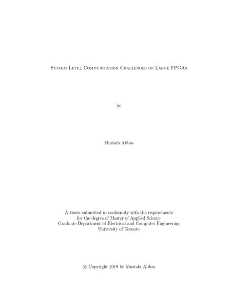 Abbasmustafas201911mscthesis Pdf Field Programmable Gate Array