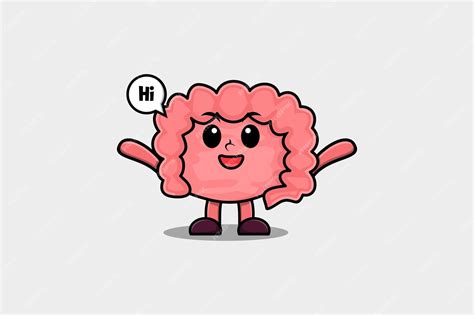 Premium Vector Cute Cartoon Intestine Character With Happy Expression