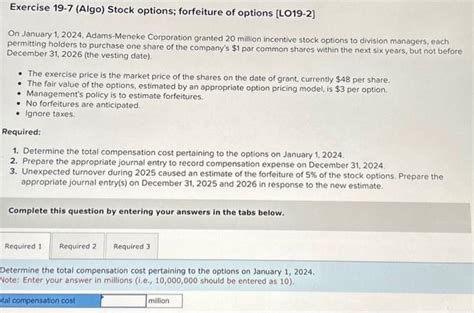Solved Exercise 19 7 Algo Stock Options Forfeiture Of