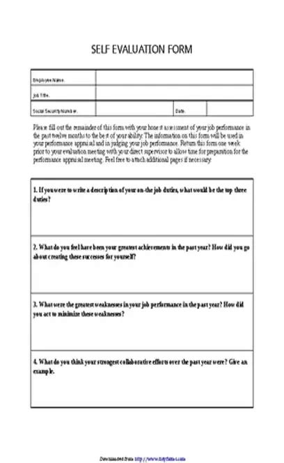 Self Evaluation Form Pdfsimpli