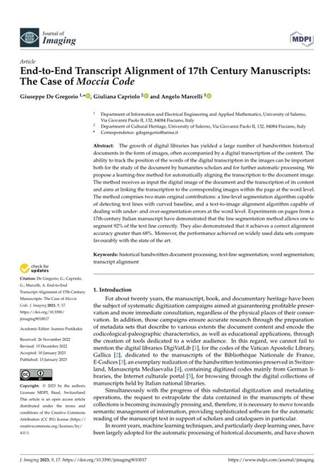 pdf end to end transcript alignment of 17th century manuscripts the
