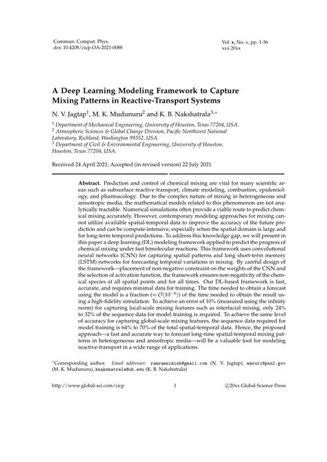 Pdf A Deep Learning Modeling Framework To Capture Mixing Patterns In