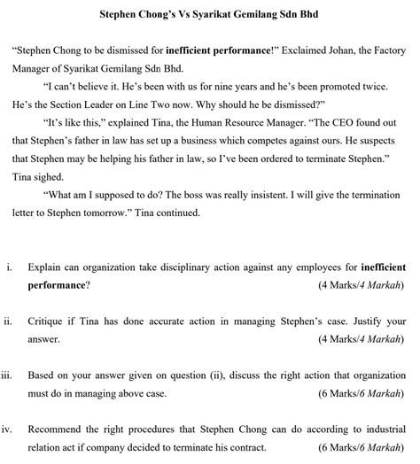 Solved Stephen Chongs Vs Syarikat Gemilang Sdn Bhd Stephen