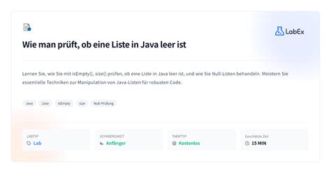 wie man prüft ob eine liste in java leer ist labex