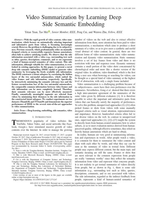 Video Summarization By Learning Deep Side Semantic Embedding Pdf
