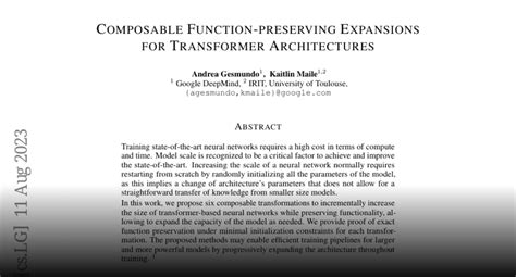 Paper Page Composable Function Preserving Expansions For Transformer