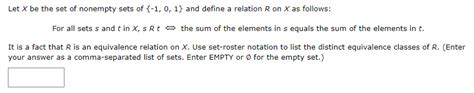 solved let x be the set of nonempty sets of {−1 0 1} and