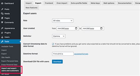 how to easily import and export wordpress users