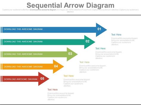 five staged sequential arrow diagram powerpoint slides powerpoint slide template