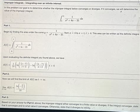 Solved Improper Integrals ﻿integrating Over An Infinite