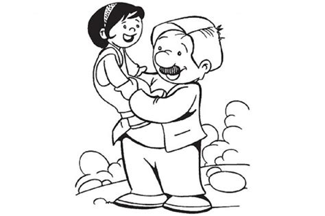 نقاشی روز پدر ساده و زیبا، کودکانه، دخترانه و پسرانه برای رنگ آمیزی