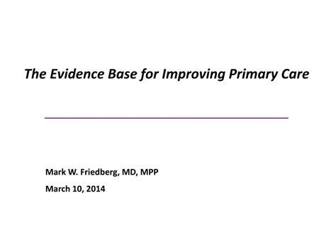 Ppt The Evidence Base For Improving Primary Care Powerpoint