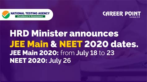 Hrd Minister Takes Webinar Announces Jee Main And Neet 2020 Dates