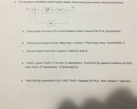 Solved You Are Given A Feedback Control System Below Show