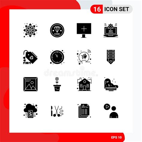 16 Thematic Vector Solid Glyphs And Editable Symbols Of Configuration Web Programming Laptop