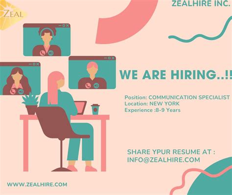 Zealhire Inc On Linkedin Position Communication Specialist Location New York Experience 8 9