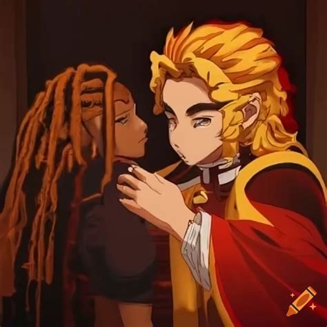 Hd Wallpaper Of Kyojuro Rengoku And An African American Woman Kissing