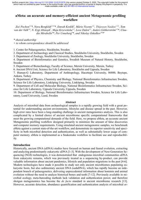 Pdf Ameta An Accurate And Memory Efficient Ancient Metagenomic Profiling Workflow