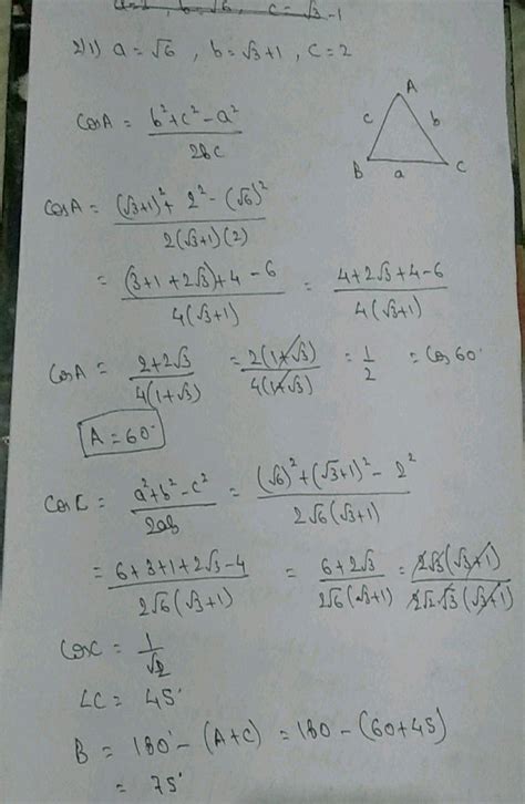"( begin{array} { l l } { text { Solve the triangle } ( j ) a = sqrt { 6 } , b = sqrt { 3 } + 1 ...