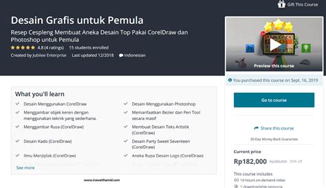 PENGALAMAN BELAJAR DESAIN GRAFIS UNTUK PEMULA DI UDEMY IRAWATIHAMID
