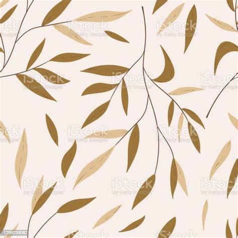 손으로 그린 컬러 잎으로 매끄러운 꽃 귀여운 가을 배경 열대 갈색 가지 현대 꽃 구성 벽지 포스터 카드 직물 직물에 대한 패션 벡터 스톡 일러스트레이션 0명에 대한 스톡