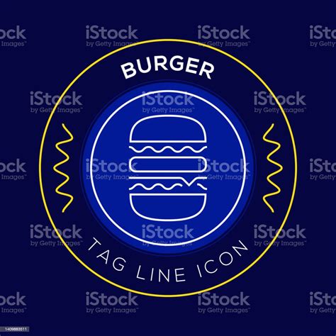 햄버거 서클 배지 현대 로고 벡터 아이콘 디자인 라인 스타일 라인아트에 대한 스톡 벡터 아트 및 기타 이미지 라인아트 햄버거 로고 Istock
